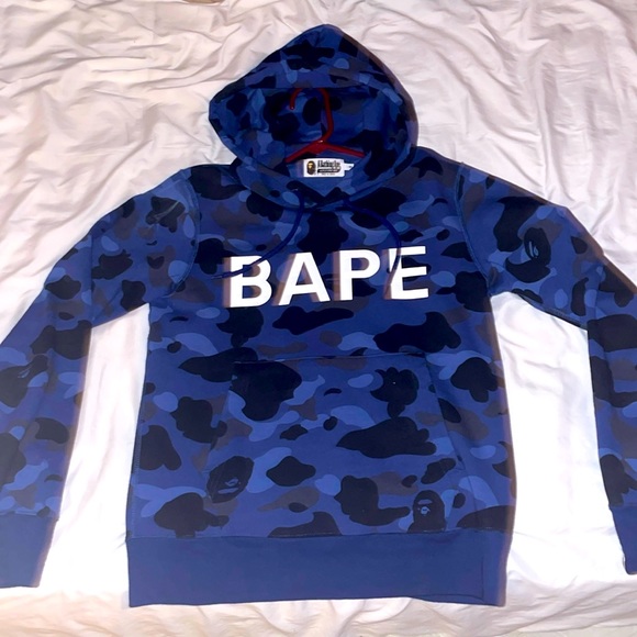 Bape | Sweaters | Blue A Bathing Ape Bape College Hoodie | Poshmark